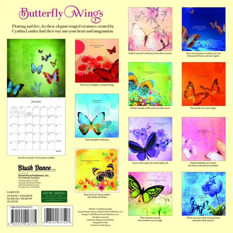 Butterfly Wings 2020 Square Wall Calendar by Brush Dance | Brush Dance