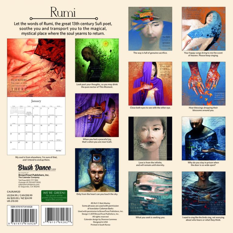 Poetry of Rumi 2020 Square Wall Calendar by Brush Dance | Brush Dance